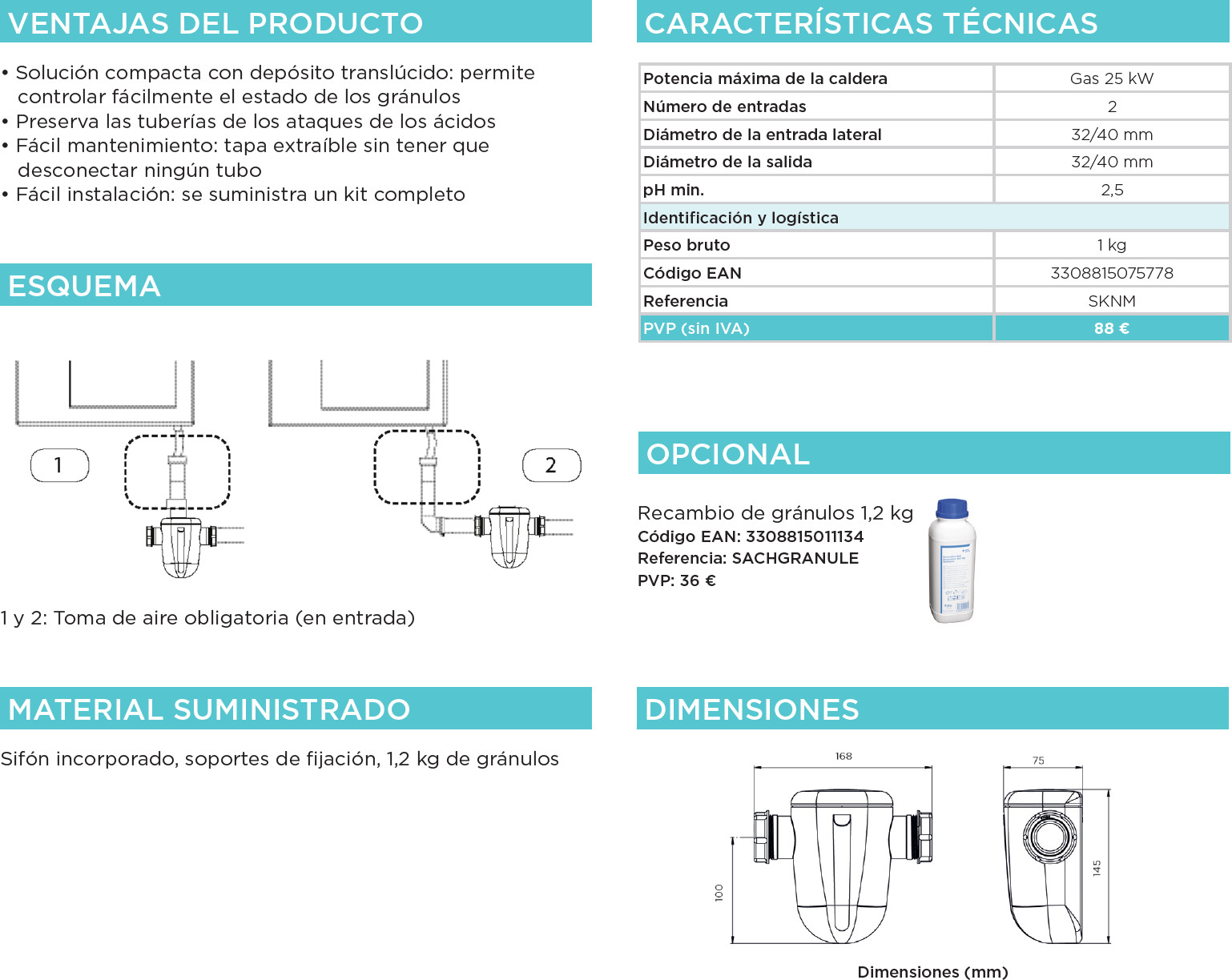 Filtro neutralizador condensados Sanineutral Mini